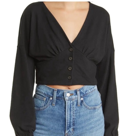 Madewell | Tops | New Madewell Black Xs Deep Vneck Lightweight Terry ...